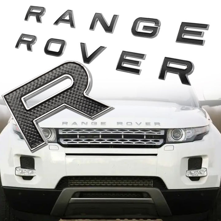 Range Rover Bonnet/Tail Door 3D Emblem Badges Black With Silver Outline ...