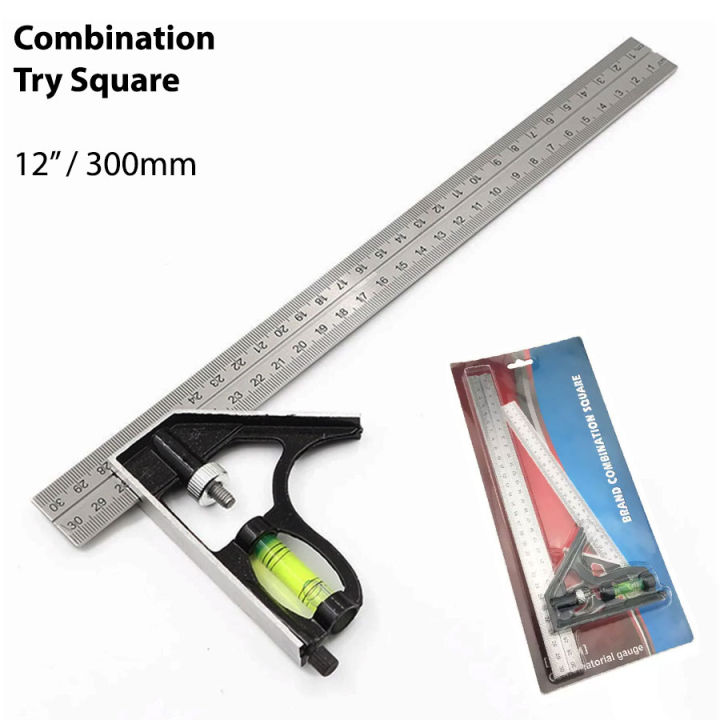 Combination Try Square Set Adjustable Measuring Engineers Right Angle ...