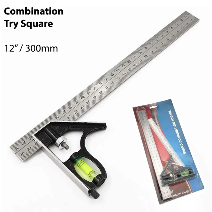 Combination Try Square Set Adjustable Measuring Engineers Right Angle ...