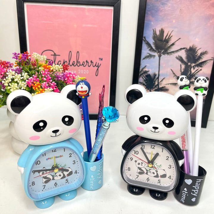 Cute Panda Alarm Clock with Pen Stand | Battery | Time Functional ...