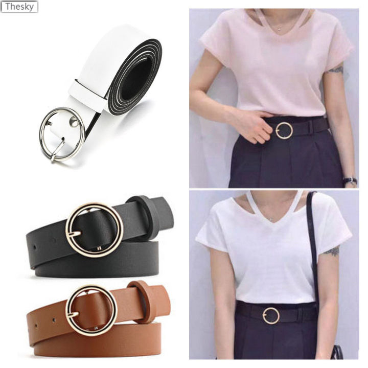 【TY】Round Buckle Women's Simple Belt Casual Ring Metal Belt TY | Daraz.lk