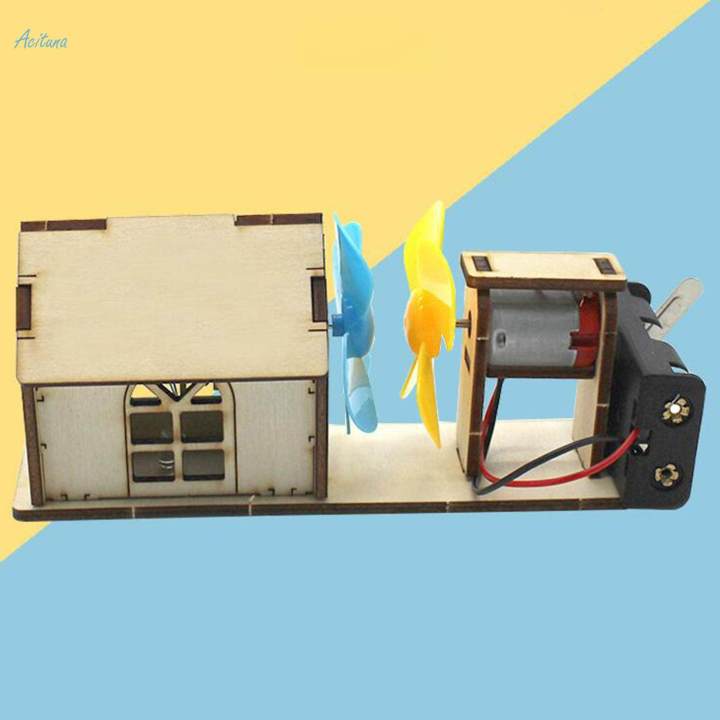 Wooden DIY Wind Turbines Toy Physics Experiment for Children Boys Girls ...