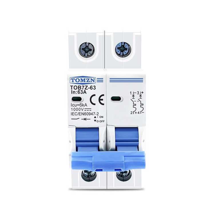 Trip switch Tomzn 2P DC MCB 20A 25A 32A 40A 63A 1000V/600V Solar Mini ...