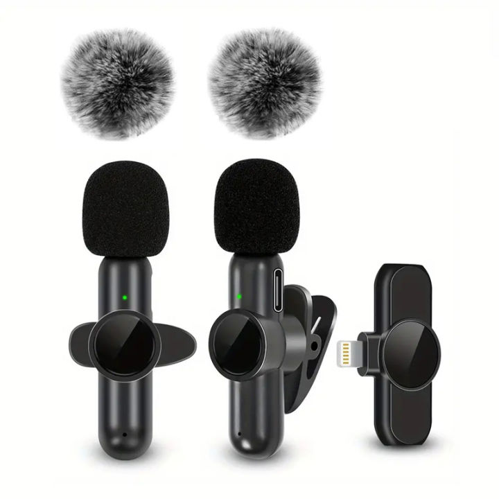 Wireless Lavalier Microphone With Windproof Cover Audio Video Recording ...