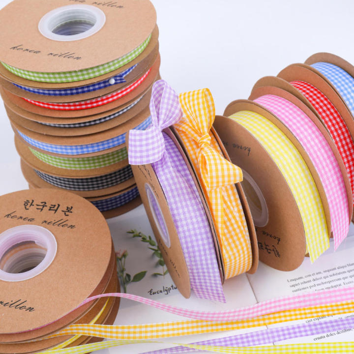 50yard Length Plaid Ribbon Soft Sewing Supplies 1cm Width Grid Ribbon ...