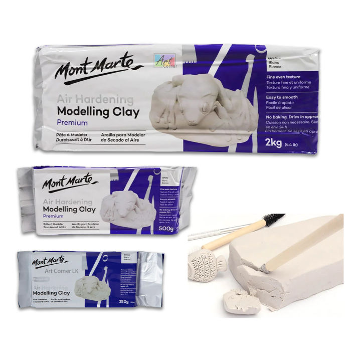 Mont Marte Air Dry Hardening Modelling Clay Premium White 250g 500g 2Kg ...