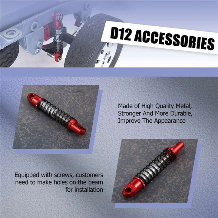for D12 RC Car Metal Rear Damper with Mount Fixed Seat Upgrades Parts ...