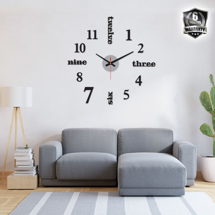 Wall Clock Modern 3D Wall Clock with Numbers and Text for Home Office ...
