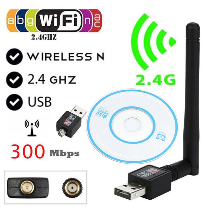 Mini 300Mbps USB WiFi Wireless Adapter Dongle LAN Card 802.11n/g/b w/Antenna | Daraz.lk