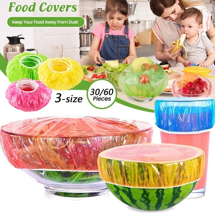 30/60pcs Reusable Food Storage Covers Elastic Colorful Bowl Covers Dish ...