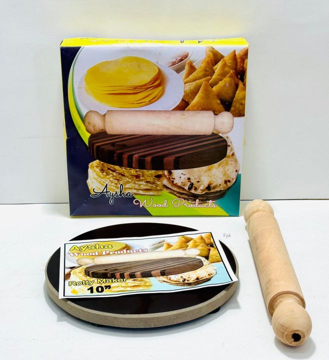 Handmade Wooden Chapati Making Round Serving Board Roti Maker with ...
