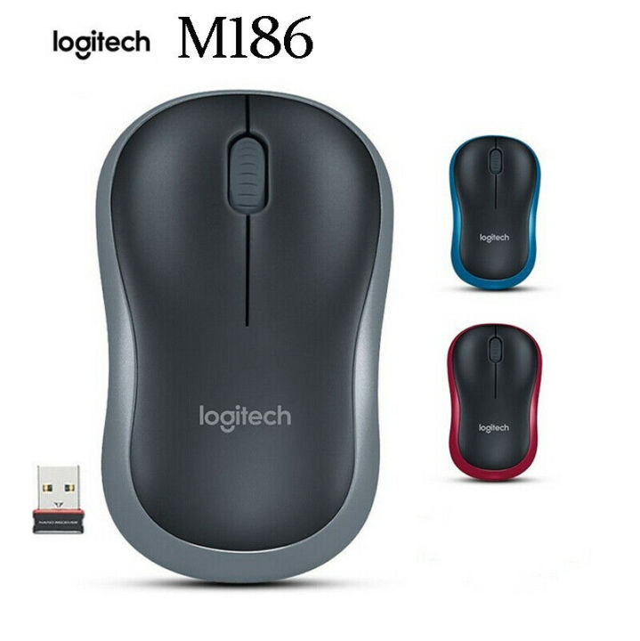 New Version 2019 Logitech Mouse M186 Optical Ergonomic 2.4GHZ Wireless USB Optical 1000DPI ...