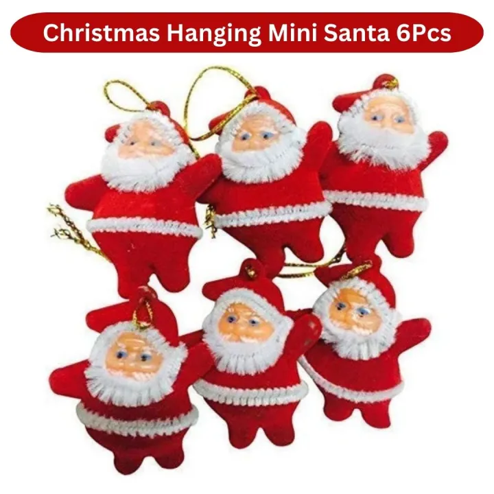 Christmas Hanging Mini Santa Clause 6Pcs Pack, 6PCs Christmas Ornaments ...
