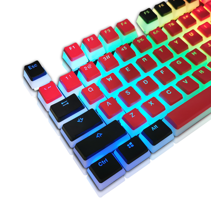 108 Key Black Red Pbt Keycaps Oem Profile Pudding Double Backlit Key ...