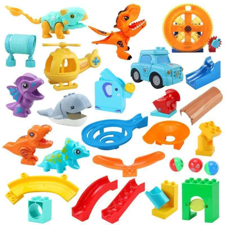 Big Building Blocks Marble Race Run Rotated Wheel Plane Pop Car ...