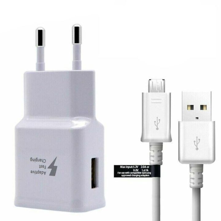 Samsung Charger 2Pin Plug Adapter 5V 2A Charge Micro USB Cable Fast ...