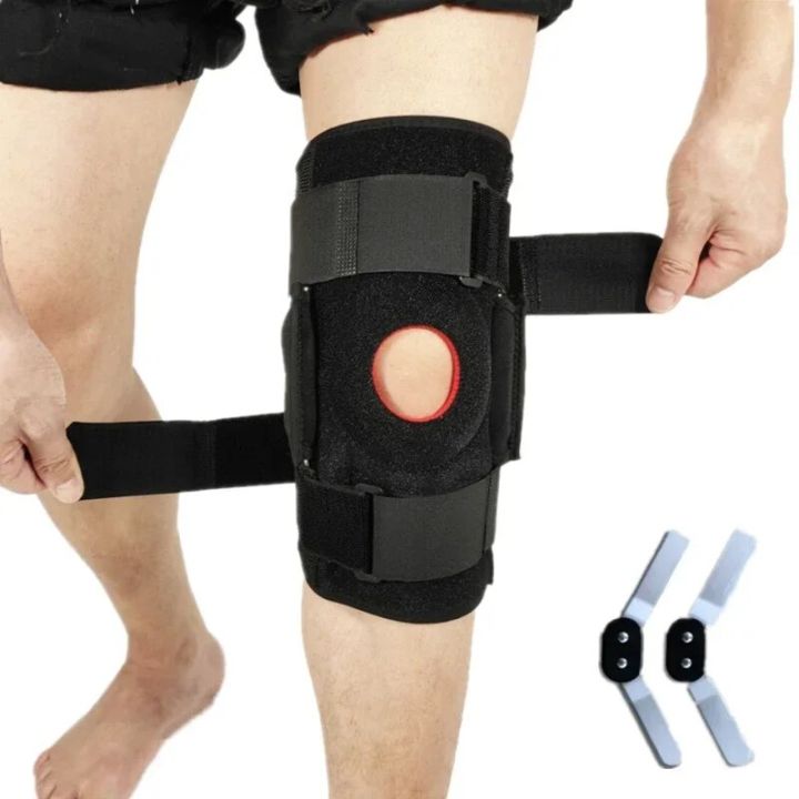 1 Piece Hinged Knee Brace Open Patella Knee Support Pad Wrap Strap ...