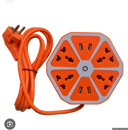 Hexagon Design Multi-Socket Extension Board with 4 USB Ports and 4 ...