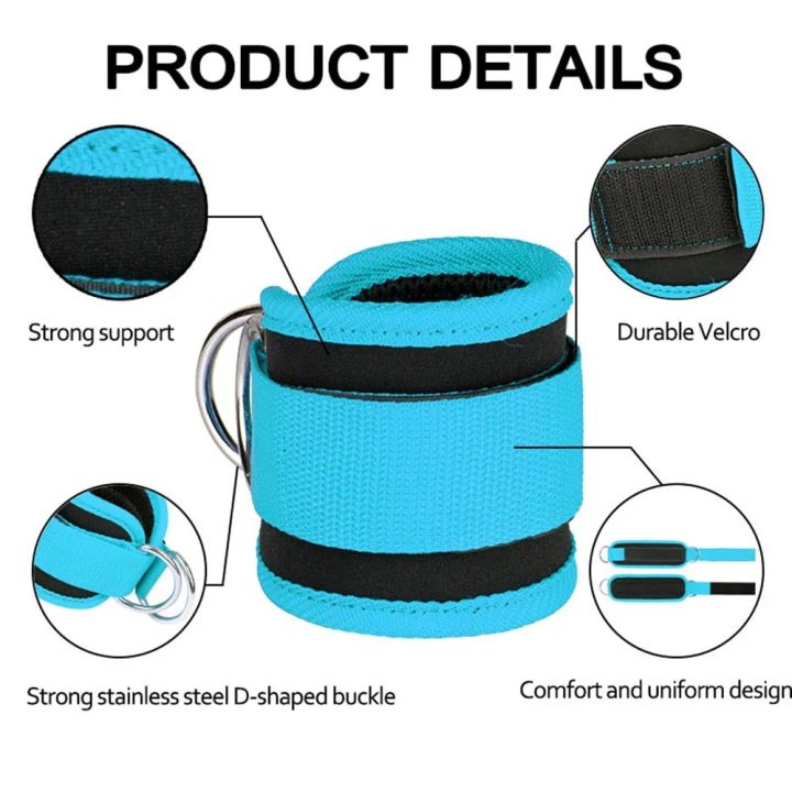 NEW Ankle Straps Leg Strength Workouts Pulley Adjustable D-Ring Support ...