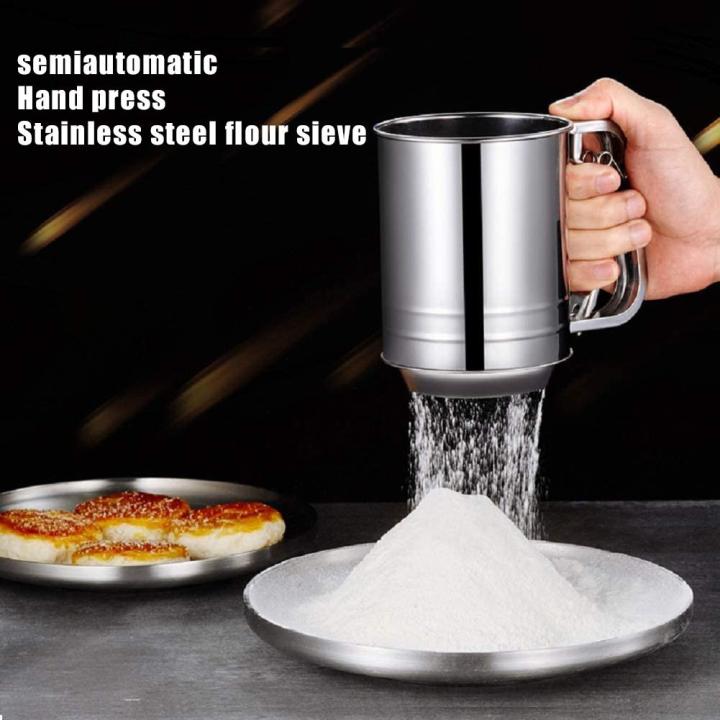 Flour Sifter Stainless Steel | Shaker Sieve Cup Mesh Crank Sifter With ...
