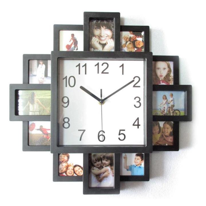 【Special offer】16 Inch Photo Frame Fashion Clock Metal Photo Frame Wall ...
