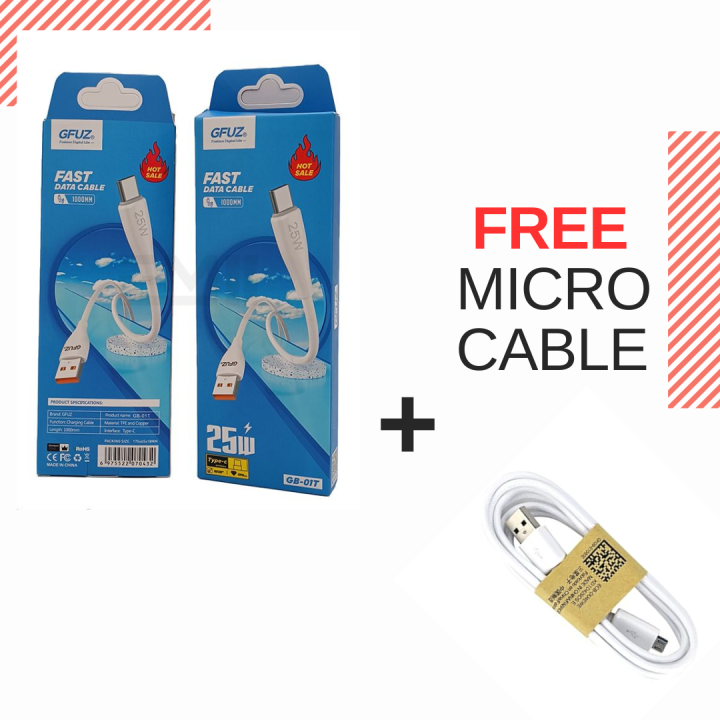 GFUZ 25W USB C cable/ Type C FAST DATA CABLE / 25W charging cable | Daraz.lk
