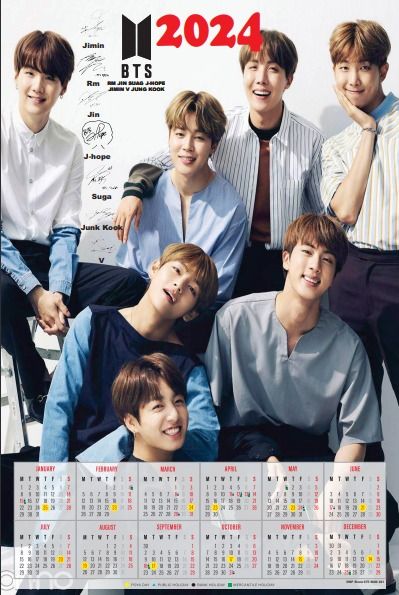 BTS KPOP 2024 A3 size calendar with BTS signatures | Daraz.lk