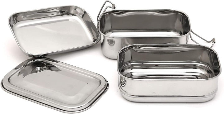 Diamond Bendo Double Decker Stainless Steel Lunch Box 2 Container with ...