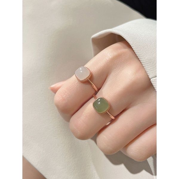 Square Jade Open Rings for Women Girl Accessories | Daraz.lk