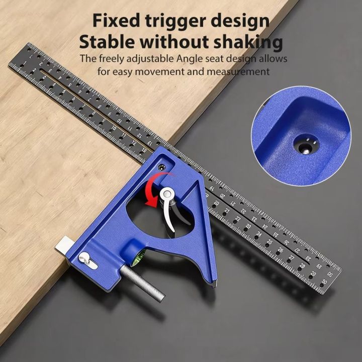 Measuring Tool Aluminum Alloy Woodworking Square Ruler 30CM Precision ...