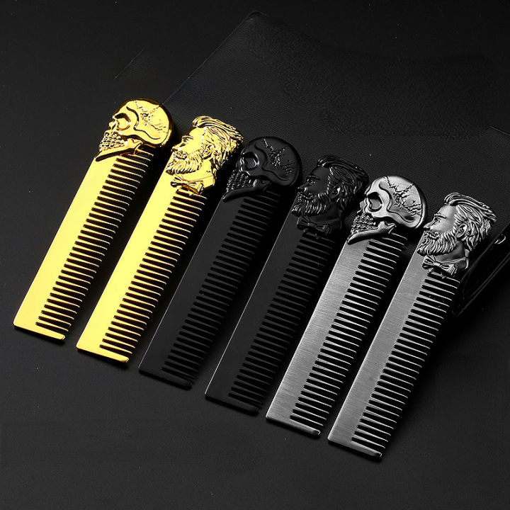 1PC Gentelman Barber Styling Metal Comb Stainless Steel Men Beard Comb ...