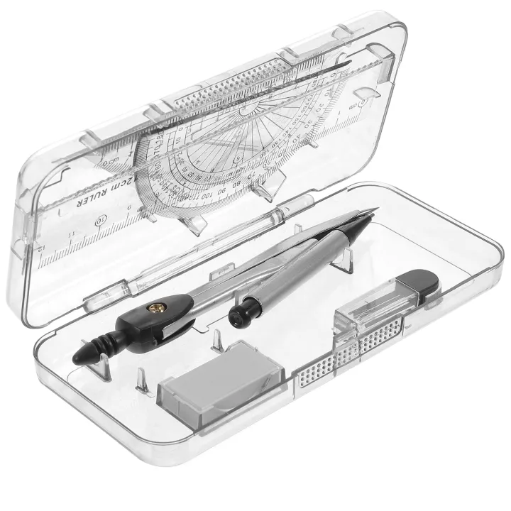 Set Geometry Compass Protractor Drawing Ruler Math Tool Protractors ...