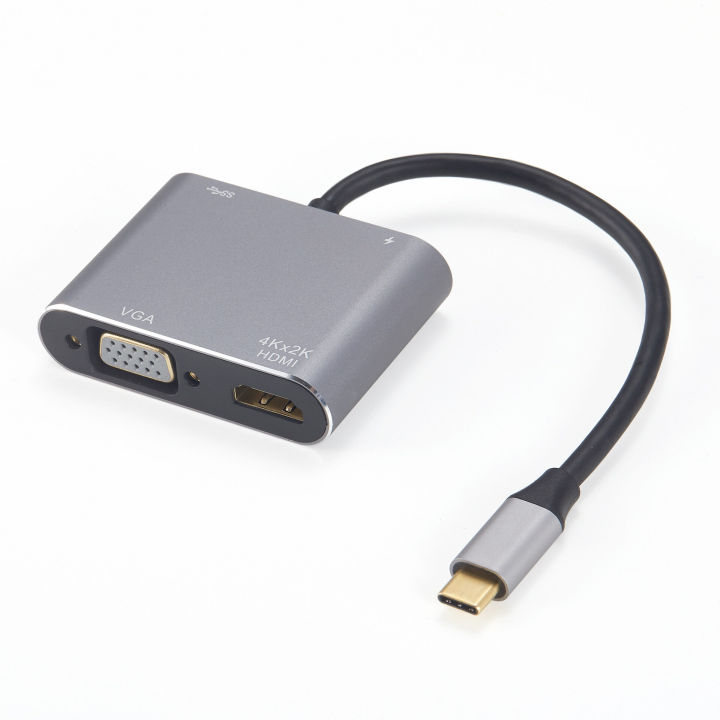 USB C Type C to 4K HDMI+ VGA USB 3.0 Hub PD Adapter Converters Laptop ...