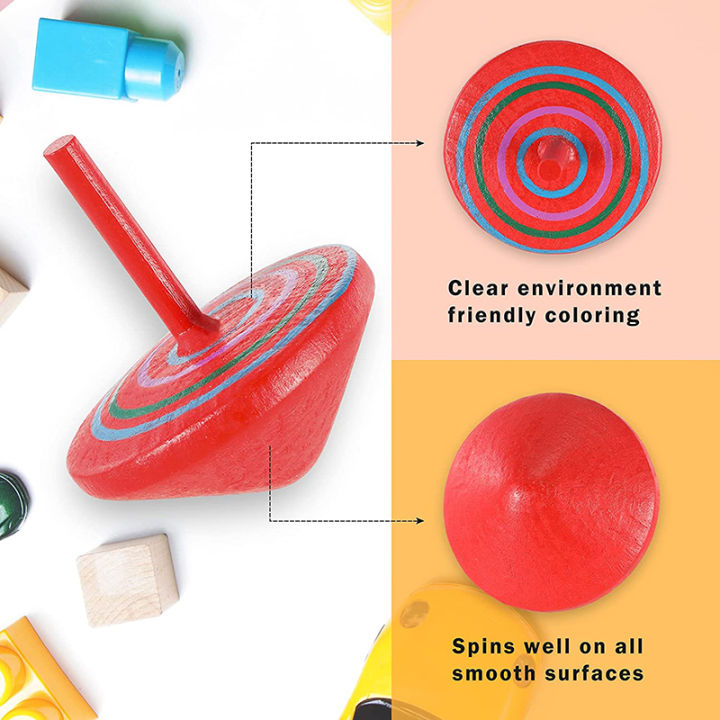 10pcs Wooden Spin S Organic Spinning Toy For Kids Balance Coordination ...