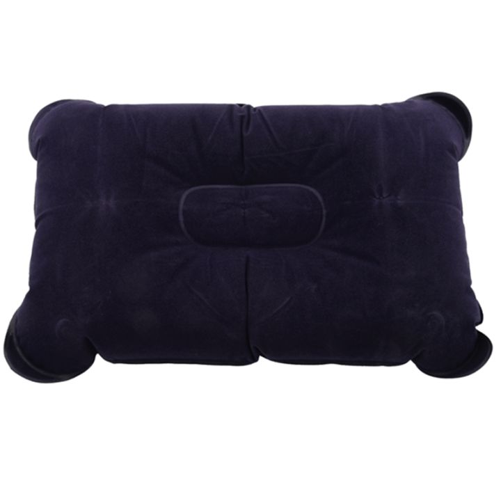 Folding Air Inflatable Pillow Sided Flocking Cushion Dark Blue | Daraz.lk