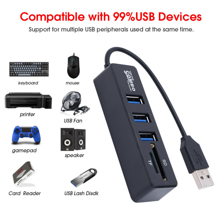 Card Reader Multi USB Splitter USB HUB 2.0 TF SD High Speed Multi USB ...