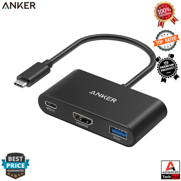 Anker PowerExpand 3-in-1 USB-C Hub A8339, 4K HDMI Output Port, 90W Pass-Through Charging, USB PD ...
