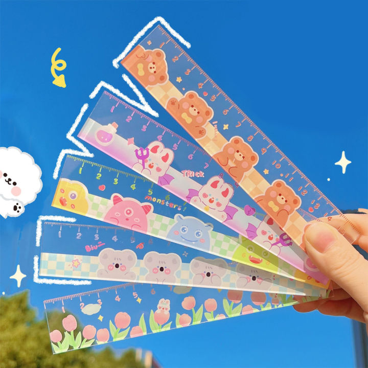16cm Cartoon Animal Ruler Kawaii Stationery Ruler School Plastic Ruler ...