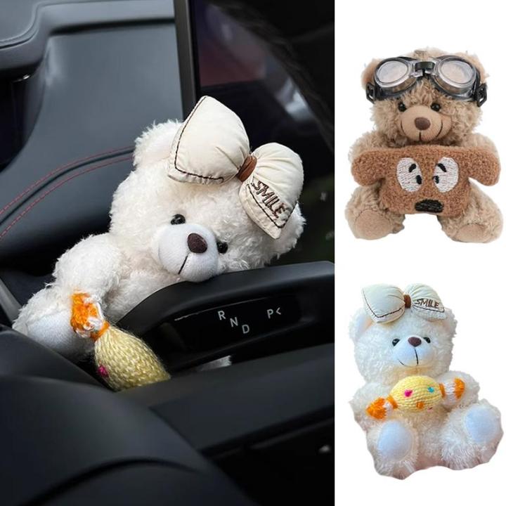 Plush bear Doll Clutch Decor Car Wiper Turn Switch Cute Kawaii White ...