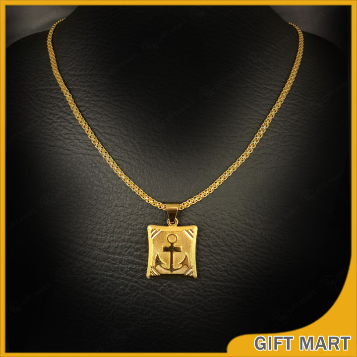 Gold Plated Bismark Chain & Box Pendant 18 / 24 inch Stylish Necklace ...