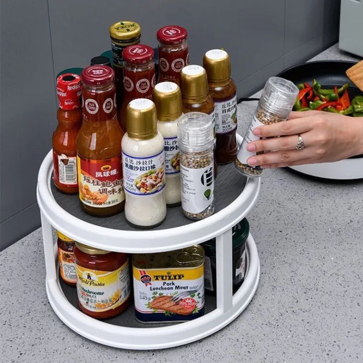 360 Rotating multipurpose rack with spice storage for kitchen bathroom ...