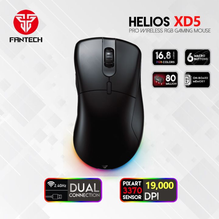 FANTECH HELIOS GO Gaming XD5 Mouse 19000DPI RGB Mice Professional Gamer ...