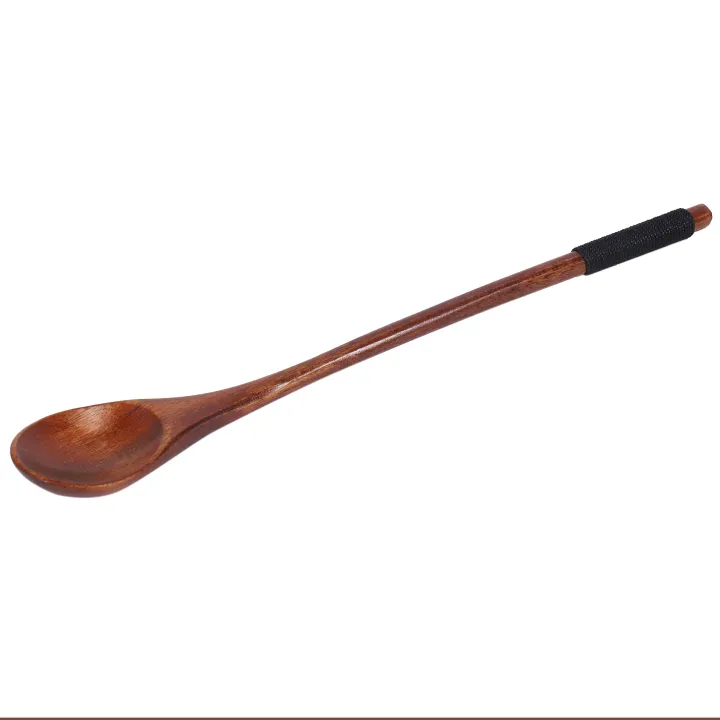 OUMERY 6Pcs Long Handled Wooden Spoons Wood Tea Coffee Spoon Japanese ...