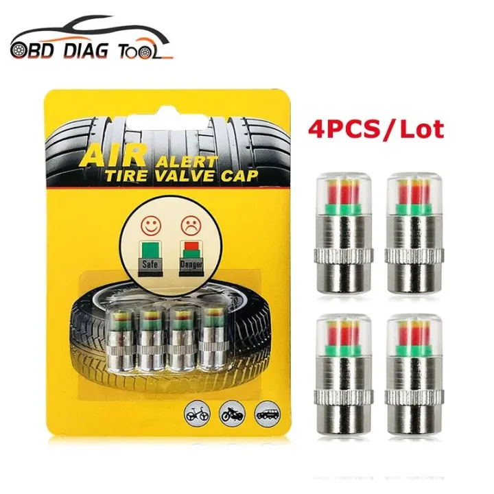 Universal 4pcs Auto Car Tire Pressure Monitor Alarm 2.4 PSI Air Alert ...