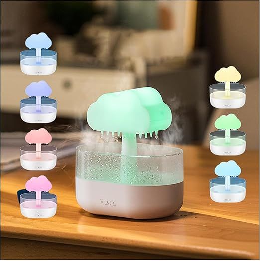 Rain Cloud Mushroom Humidifier with Colorful LED Lights, Ultrasonic ...