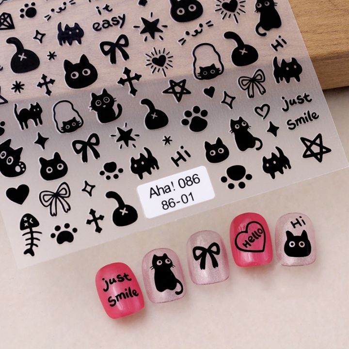 Sweet Journal Cute Nail Stickers Little Girls Woman Self-Adhesive False ...