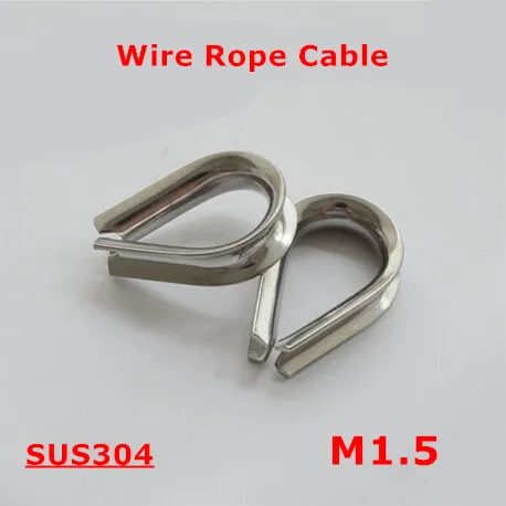 50pcs M1.5 Wire Rope Cable 304 Stainless Steel 1.5mm Triangle Thimble ...