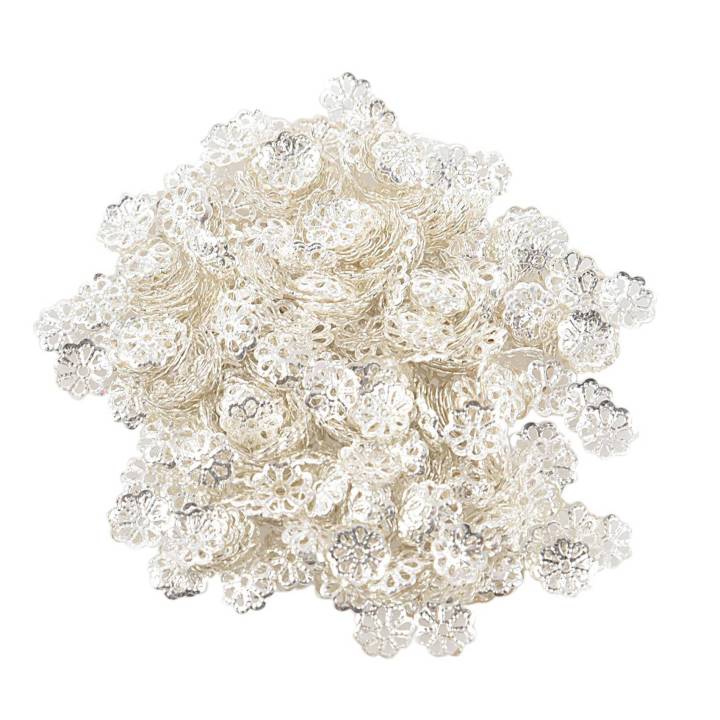 TWEXQNY Beautiful Bead 6mm Silver Tone Flower Bead Caps for Jewelry ...