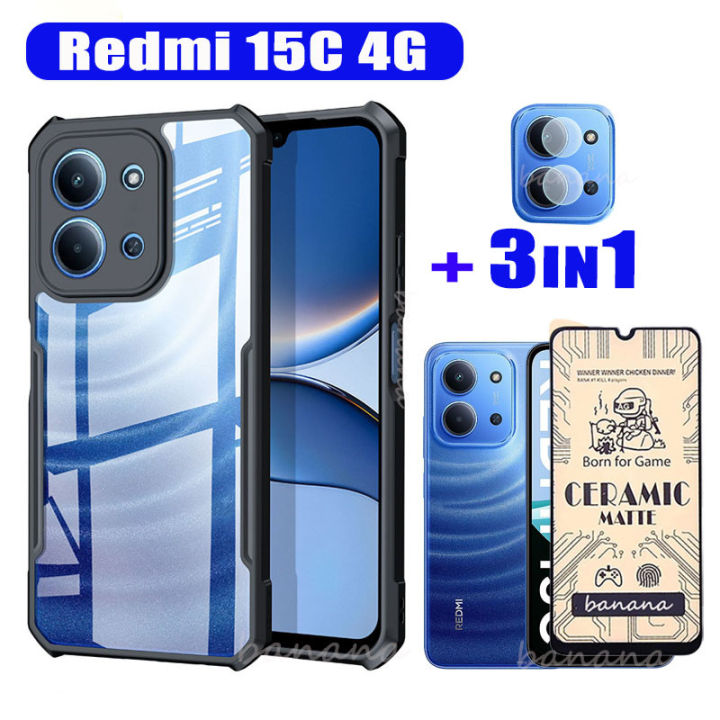 ShockProof Case for Redmi 15C Ceramic Tempered Glass 3 in 1 Redmi 15 C ...