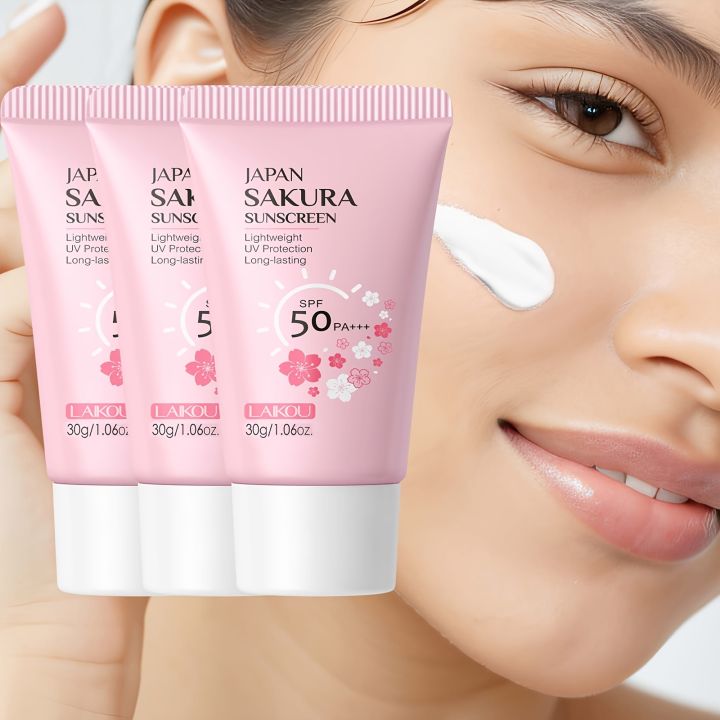 3pcs*30g Sakura Sunscreen Cream - Blue Light Resistant Dust Proof SPF50 ...